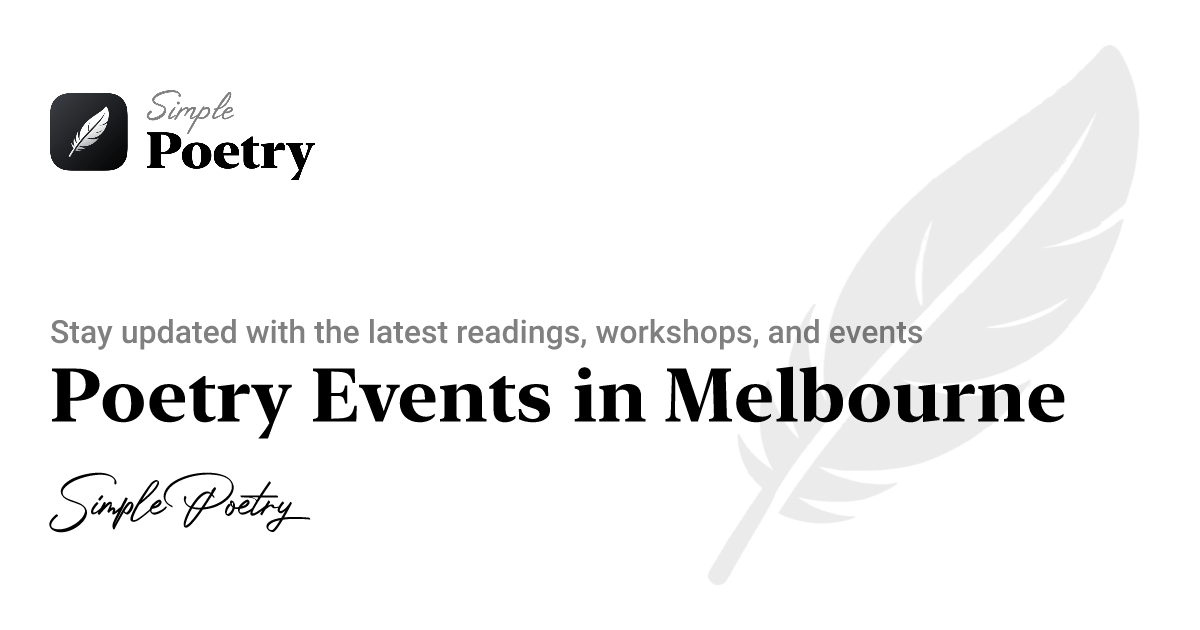 Upcoming Poetry Events in Melbourne • Simple Poetry