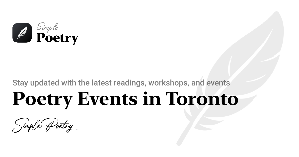 Upcoming Poetry Events in Toronto • Simple Poetry